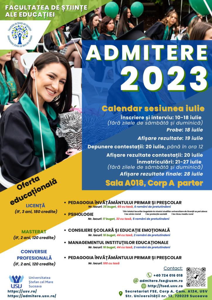 Admitere FSE 2023 - Facultatea de Științe ale Educației